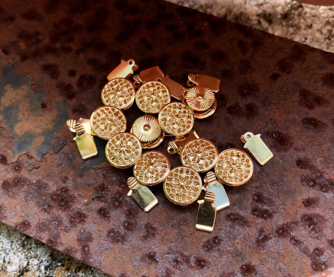 Tab Clasps, Filigree, 9mm Round, 3 Pcs, High Quality Goldplated Safety ...