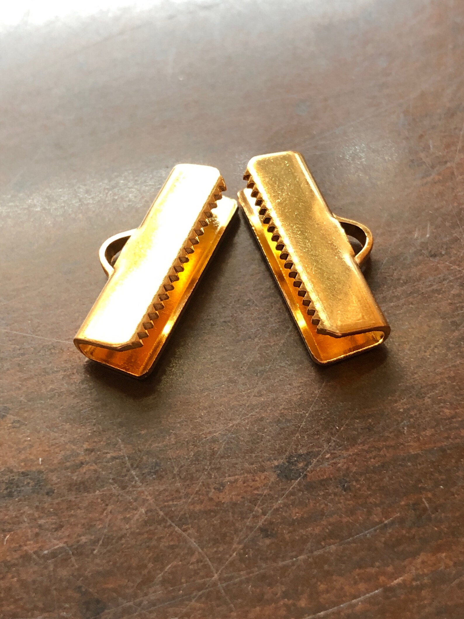 Crimp Ends, Pinch Ribbon for DIY Choker, Gold-finished Brass, 10pc Sets ...