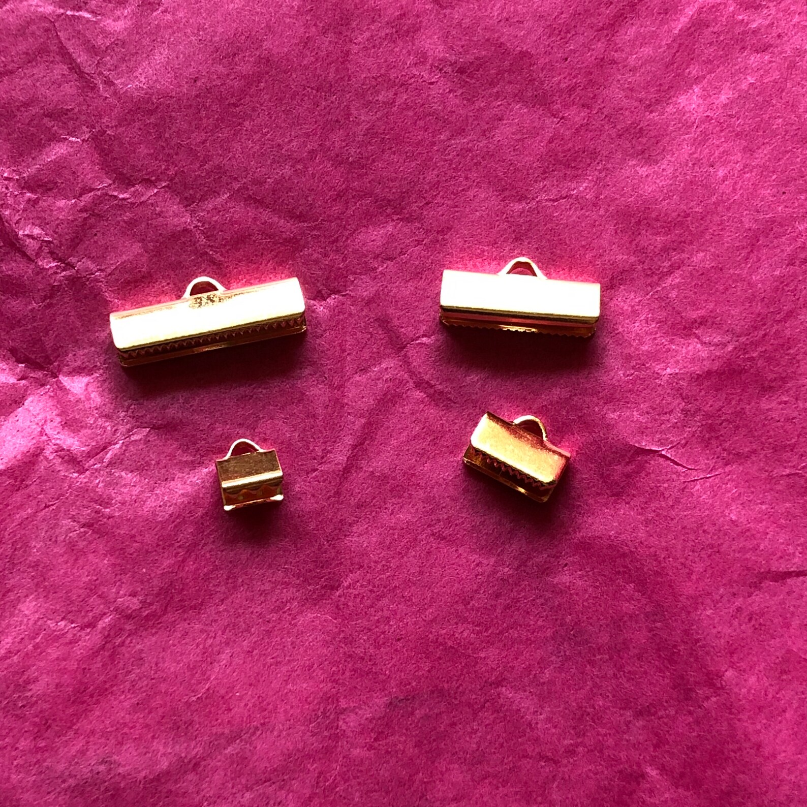 Crimp Ends, Pinch Ribbon for DIY Choker, Gold-finished Brass, 10pc Sets ...