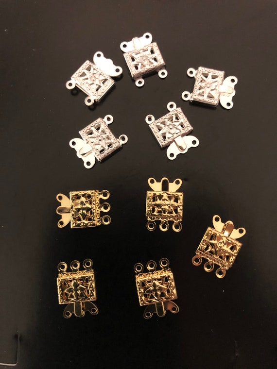 5 Pc Set 2 & 3 Strand Tab Clasps Gold or Silverplate for DIY | Etsy