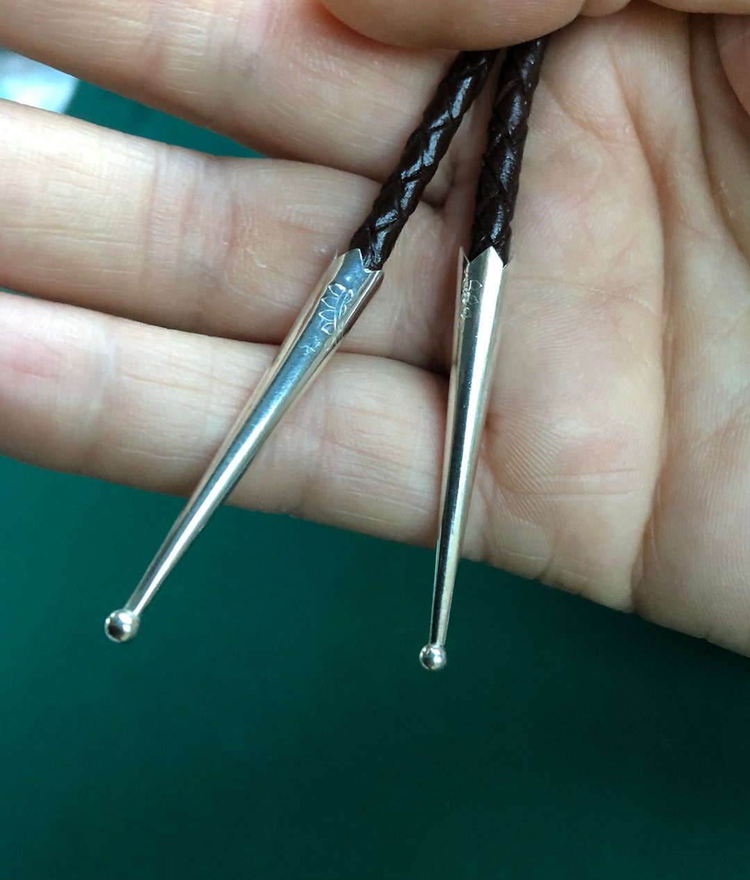 Bolo Tip, Pair, Sterling Silver Swirl Design 43x6mm, 3mm Ball Tip ...