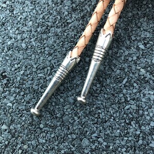 Bolo Tip, Pair, Long, 51.5x9.5mm, Antiqued Silver, Ridged, 8mm Ball Tip ...