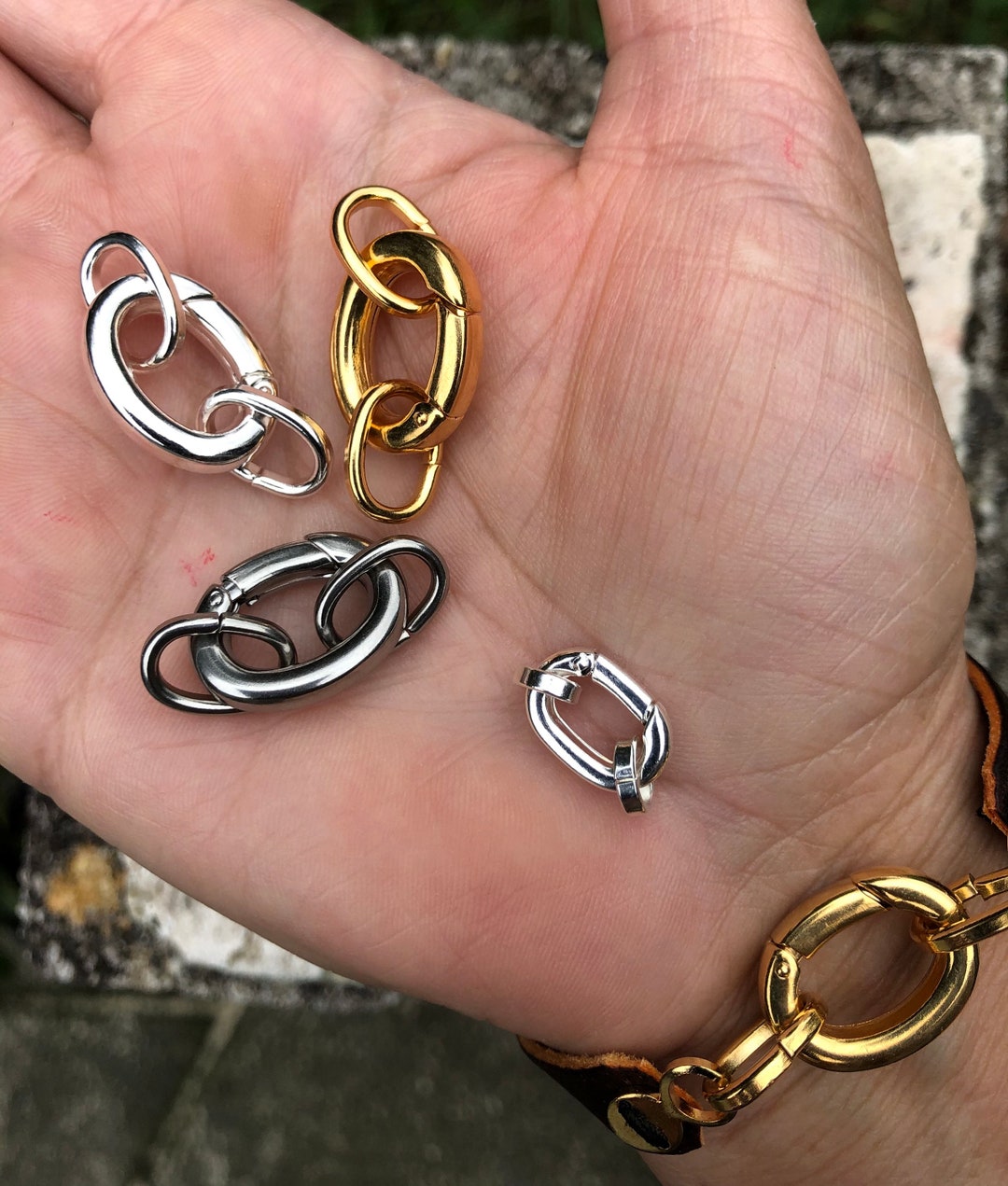 Clasp, Selfclosing, Oval, Triggerless Stainless Steel, Gold ...