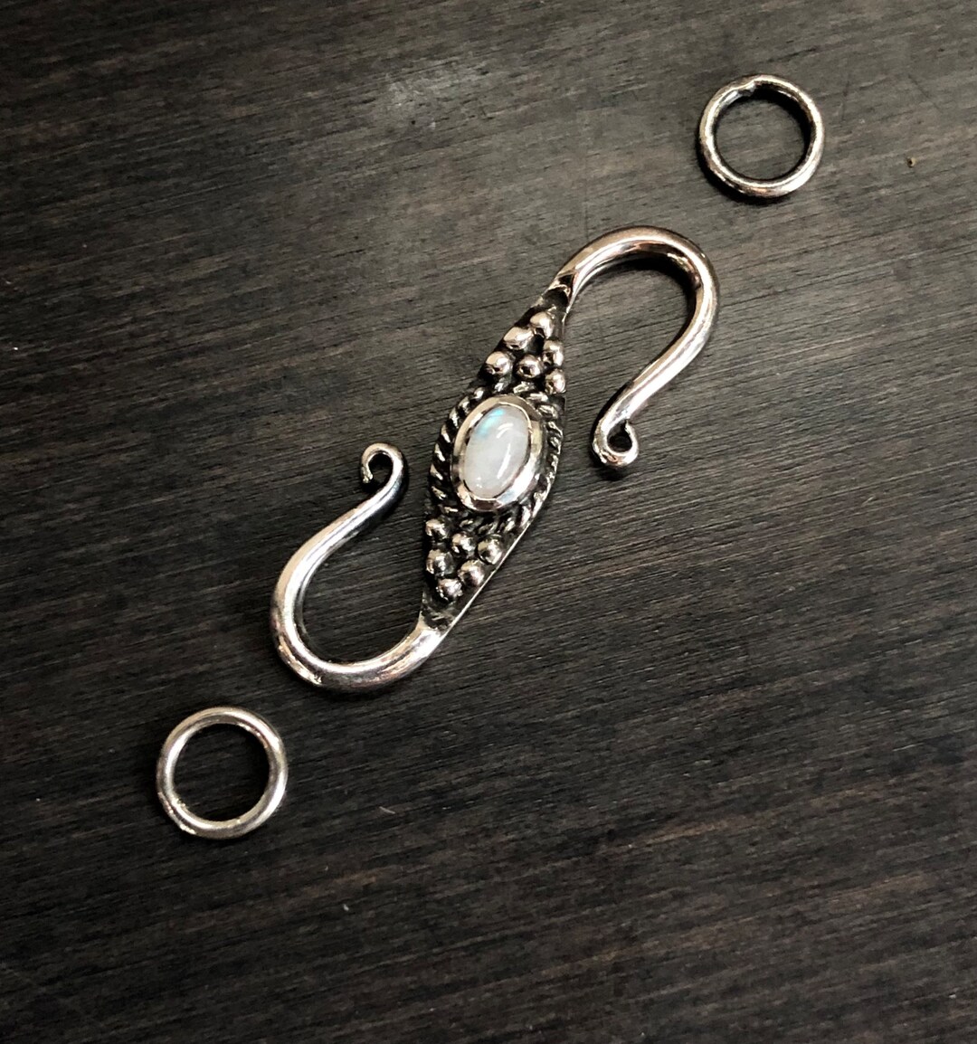 Clasp, Moonstone S Hook , Antique Sterling Silver, Natural Moonstone ...