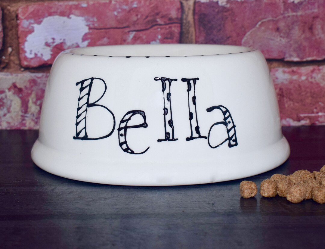 Medium Slanted Dog Bowl, Custom Dog Bowl, Dog Bowl, Personalised Dog ...