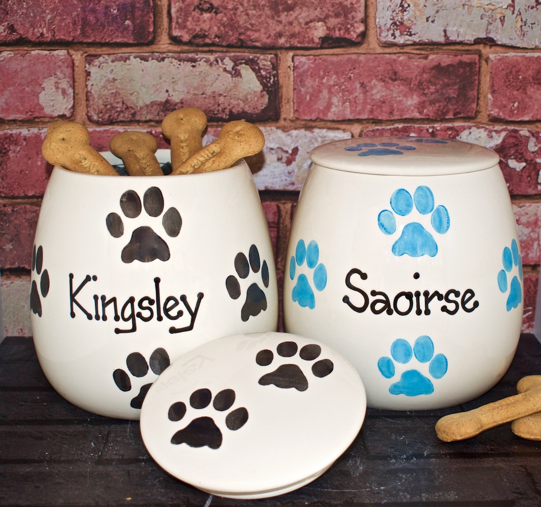 Large Personalised Dog Treat Jar, Ceramic Dog Jar, Dog Canister, Dog ...