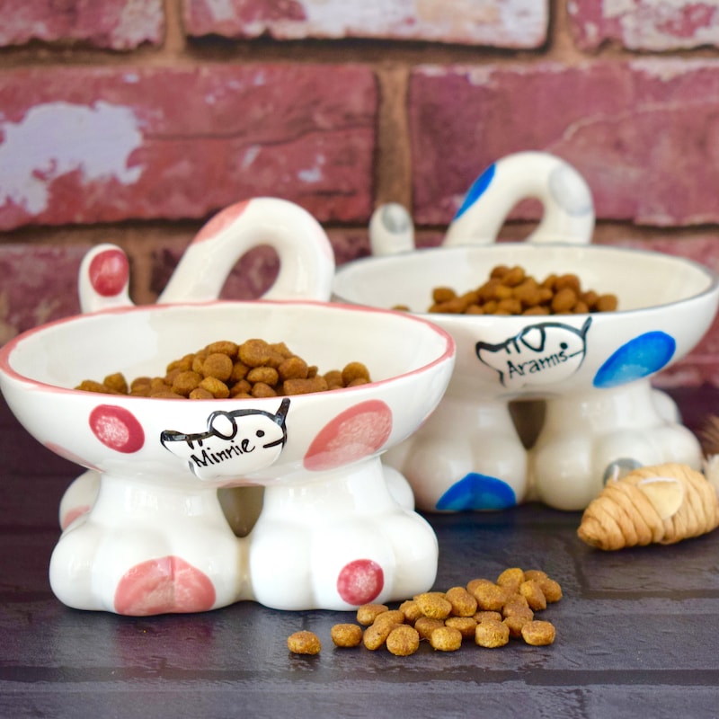 Cat Bowl Ceramic Blue - Etsy UK