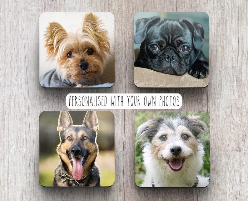 Personalised Dog Coasters Pet Gift Pet Photo Coasters Pet | Etsy
