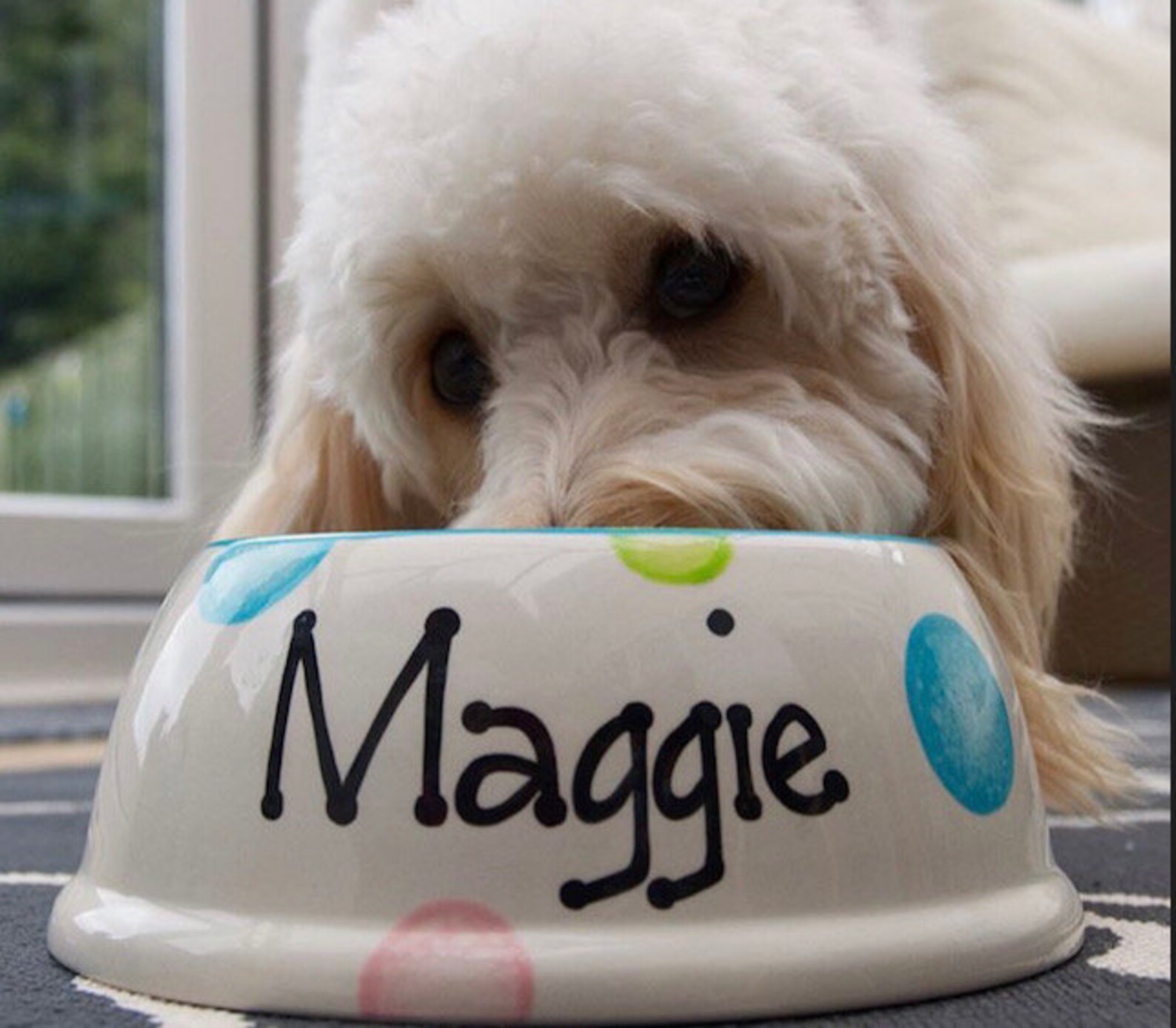 Large Personalised Dog Set, Ceramic Dog Bowls Set, Personalised Dog ...