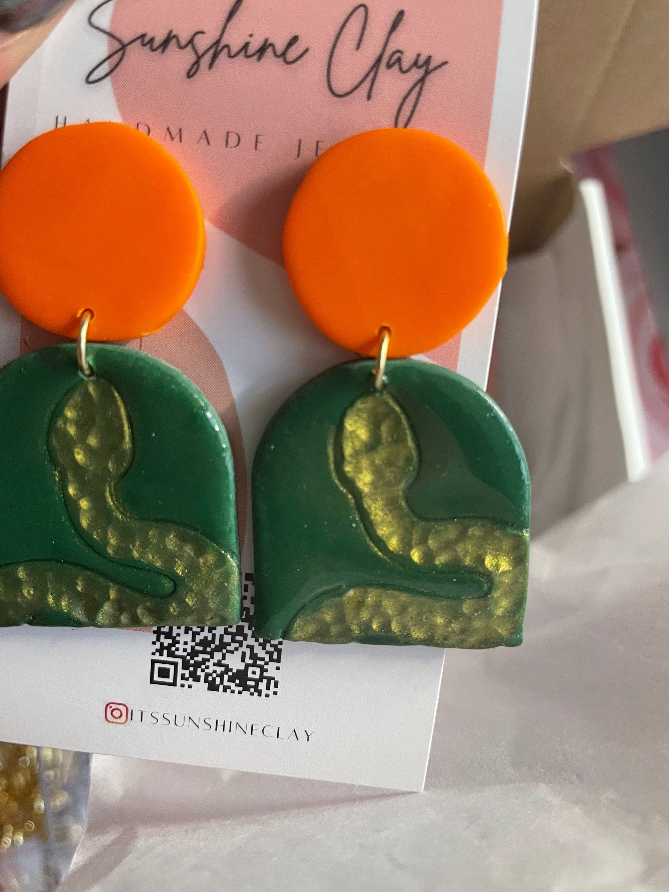 FAMU Rattler Jewelry Gold Green Custom Dangle Clay Earrings - Etsy