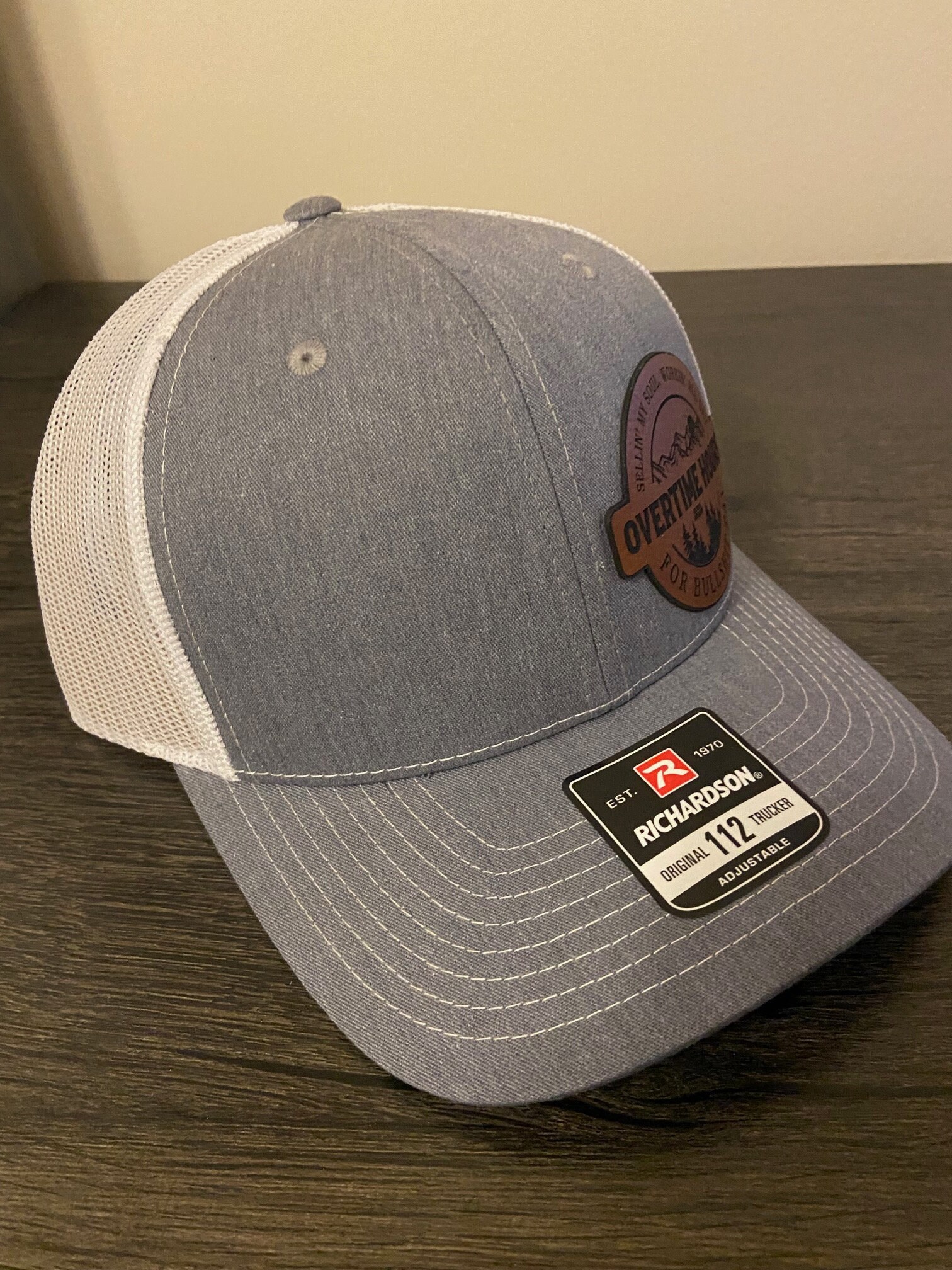 Overtime Hours Leather Patch Trucker Hat Richardson 112 - Etsy