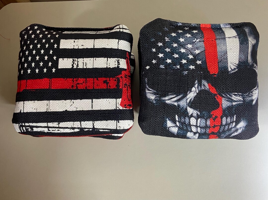 Redline American Flag Skull Cornhole Pro Bags Set of 8 - Etsy