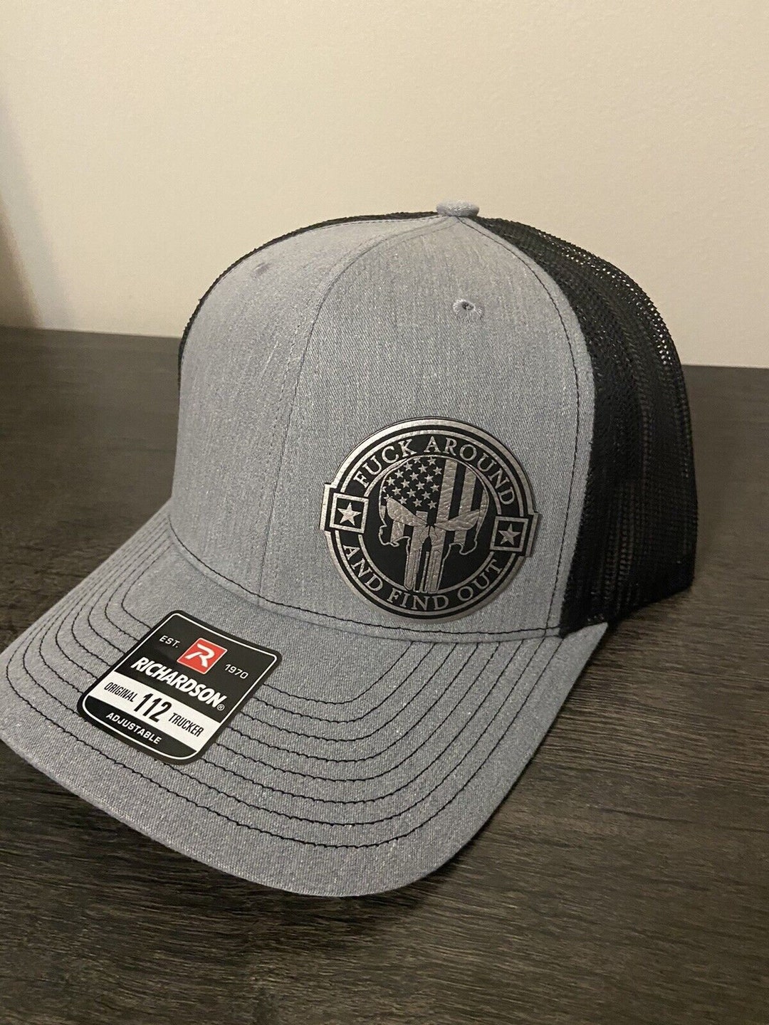 FAFO Black Leather Patch Trucker Hat - Etsy