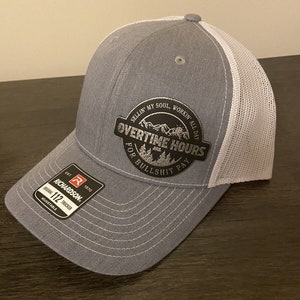 Overtime Hours Leather Patch Trucker Hat - Etsy