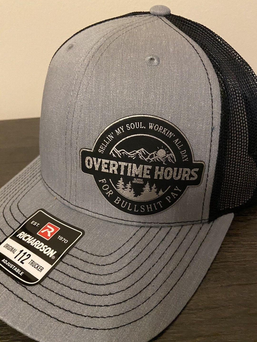 Overtime Hours Leather Patch Trucker Hat - Etsy