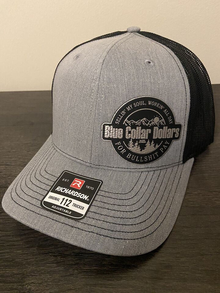 Blue Collar Dollars Leather Patch Trucker Hat - Etsy
