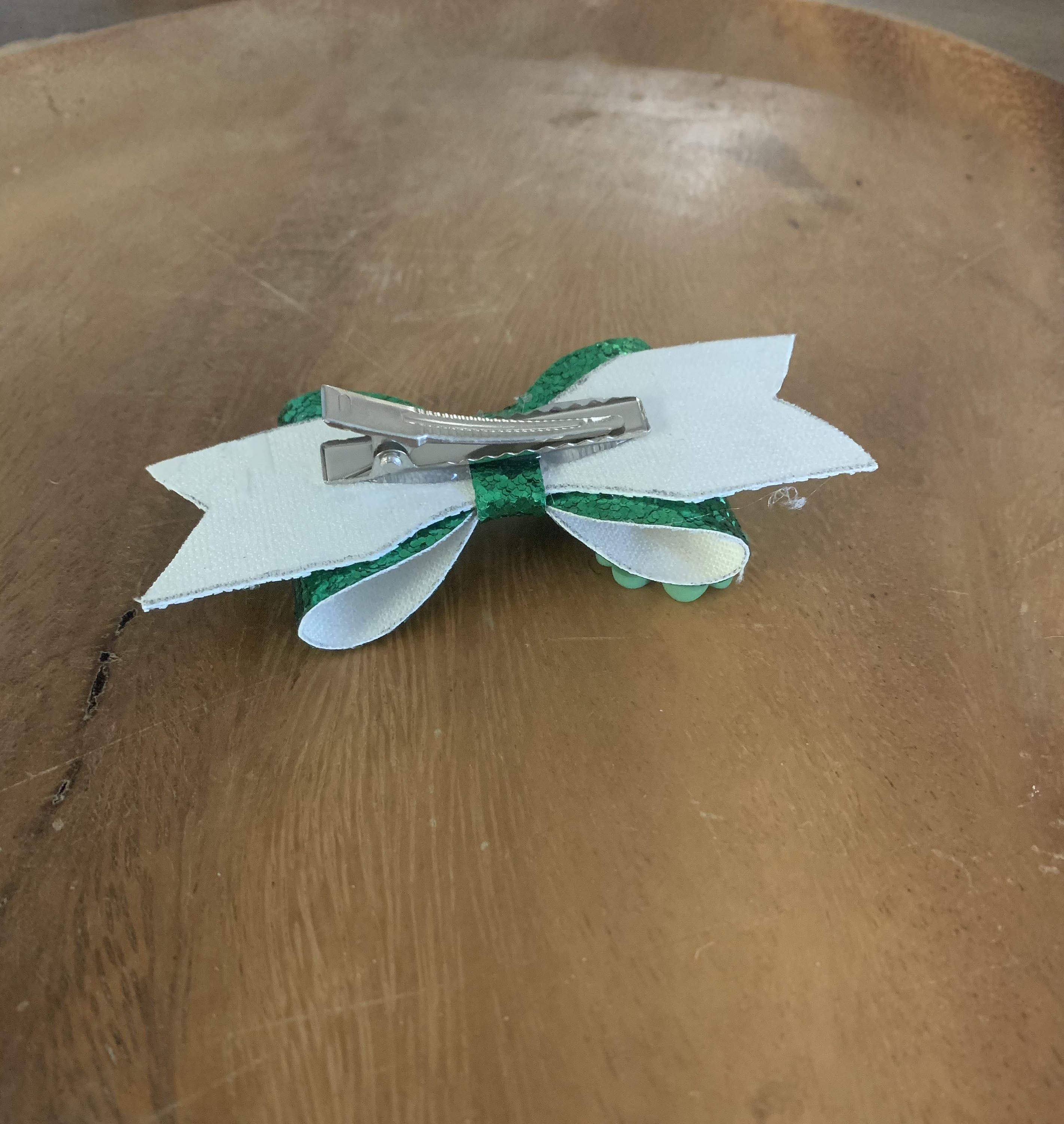 Green and White Four Leaf Clover Hair Clip Bow - Etsy