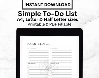 Minimalist to Do List Printable, Simple Tasks List Template ...