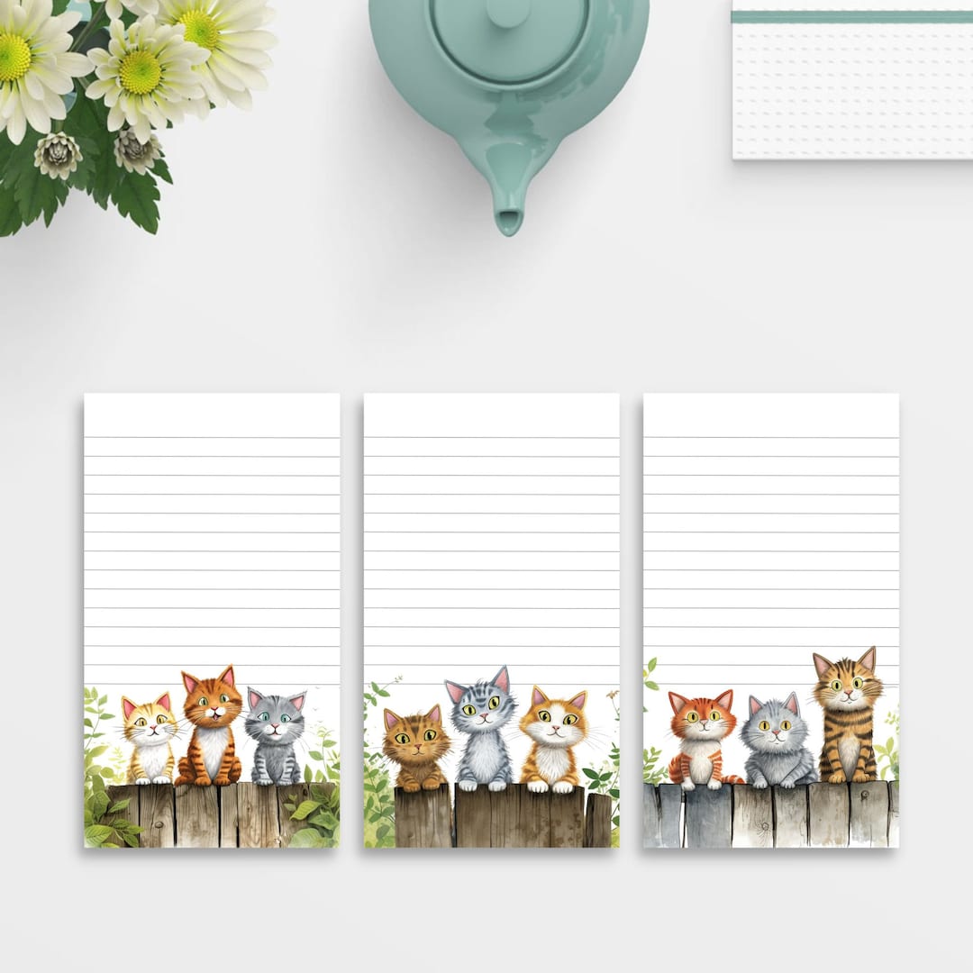 Notepad Digital Printable Cat Themed Desk Notes Cat Lovers Notepads ...