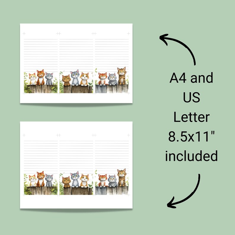 Notepad Digital Printable Cat Themed Desk Notes Cat Lovers Notepads ...