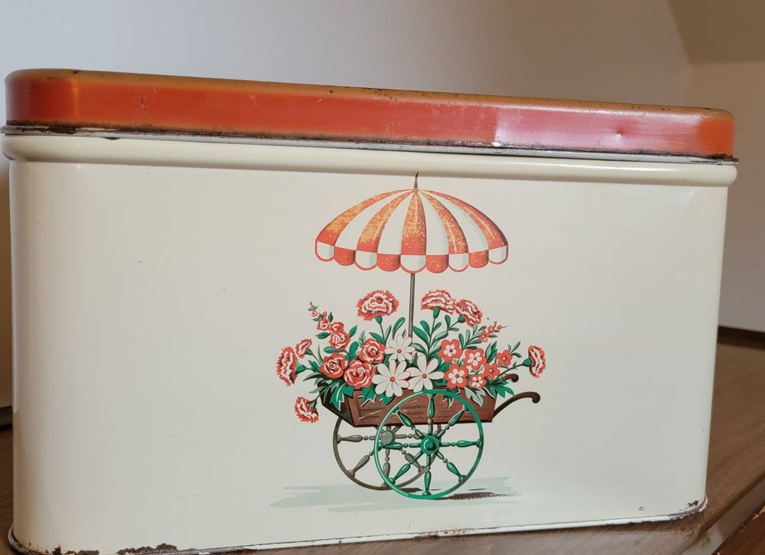 Vintage Metal Bread Box, Bread Bin - Decorware, 1950's, Valentine's Day ...