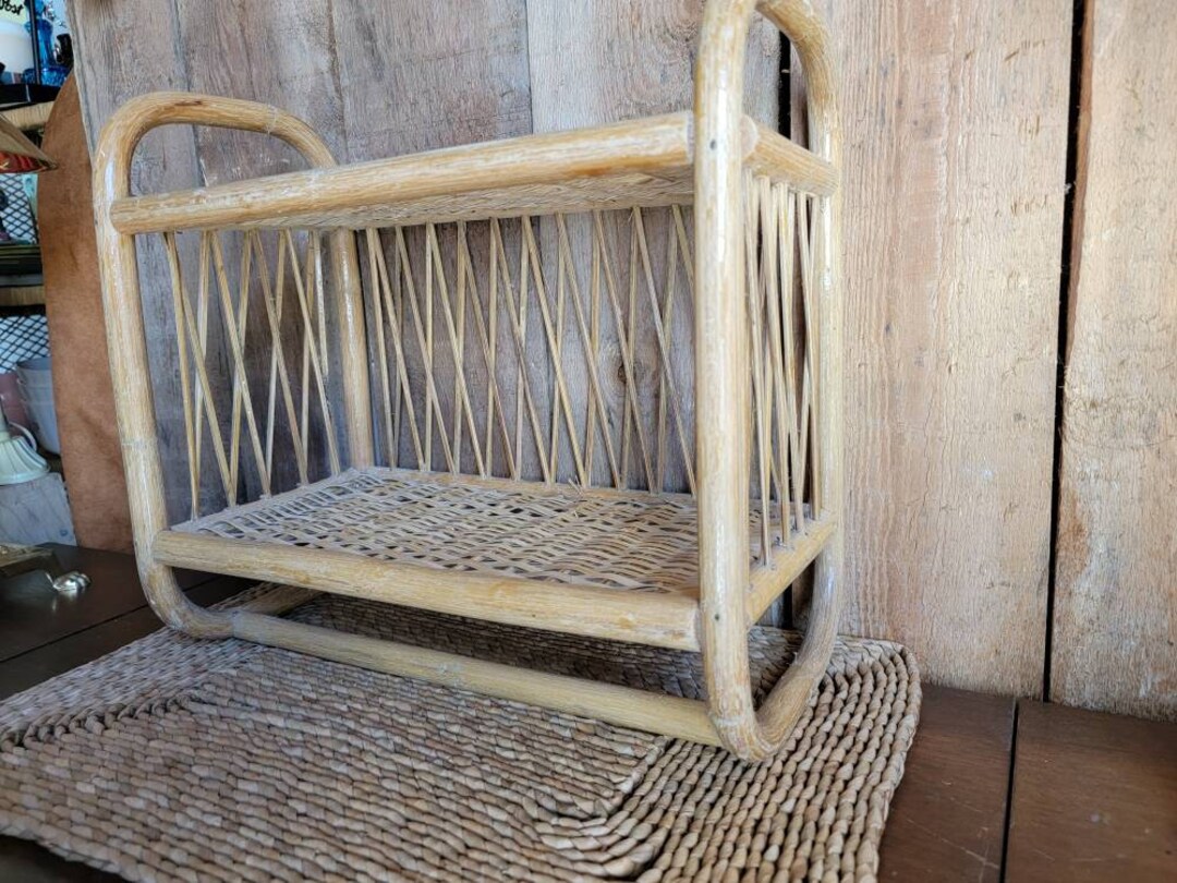 Vintage 80's Rattan Shelf , Wicker Shelf - Etsy