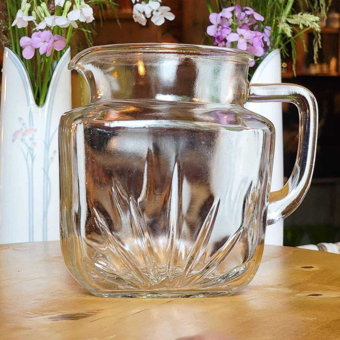 Federal Glass Square Starburst Pitcher - Etsy