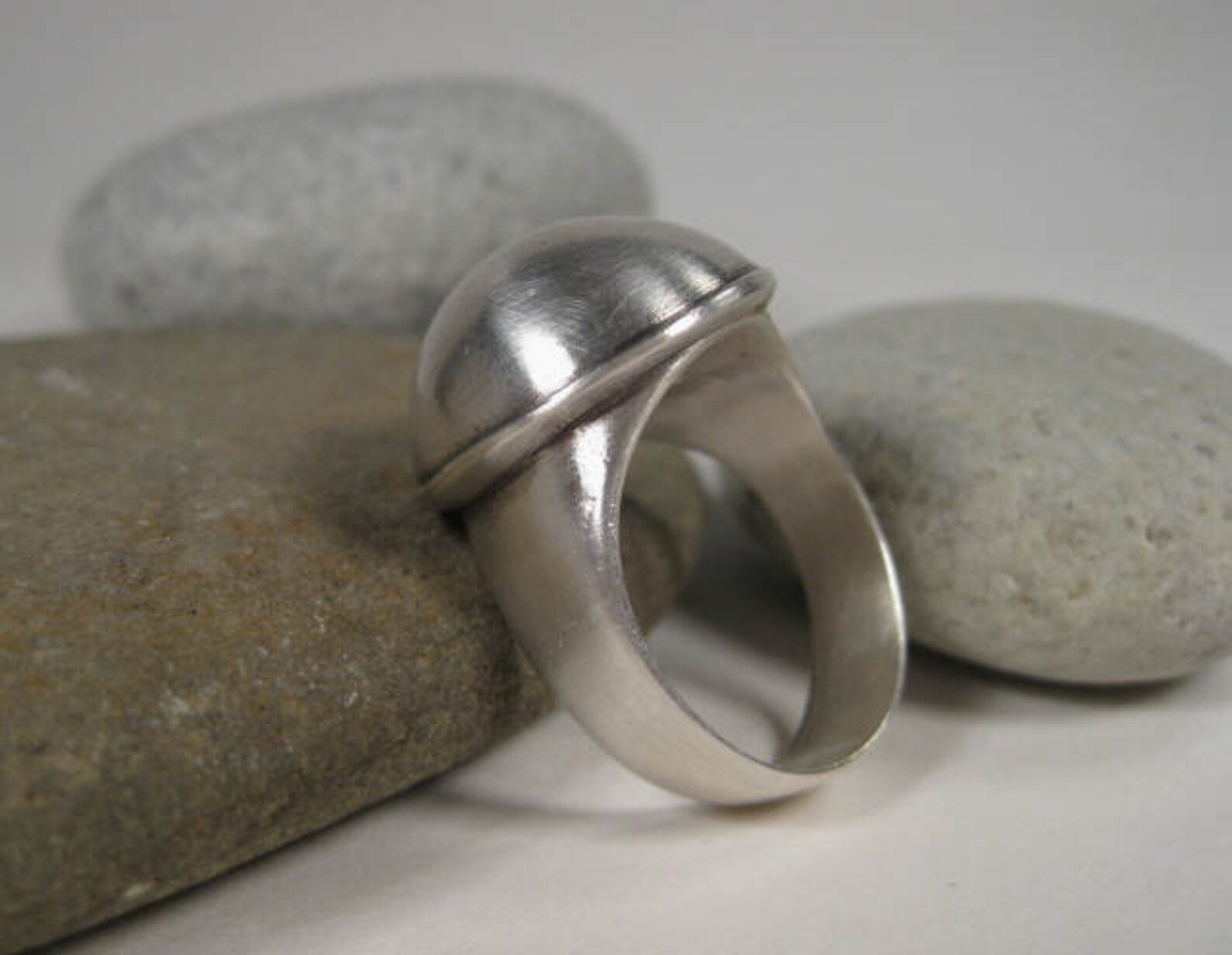 Silver Dome Ring Sterling Silver Statement Ring Handmade in - Etsy