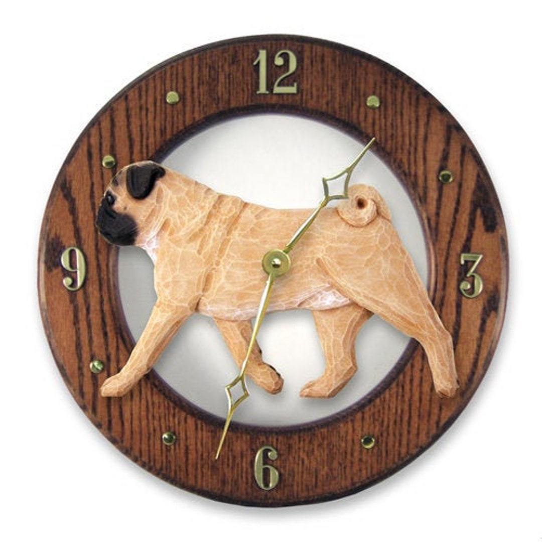 Pug Solid Oak Wall Clocks - Etsy