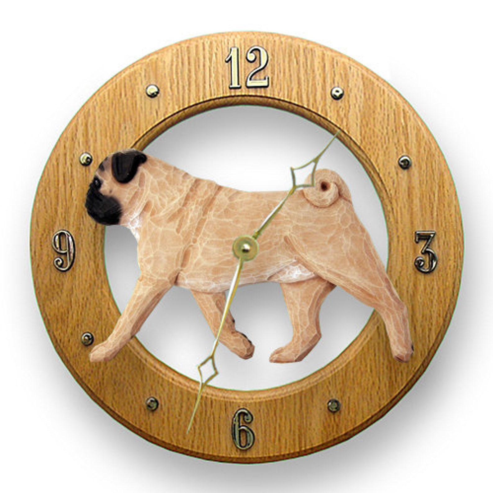 Pug Solid Oak Wall Clocks | Etsy
