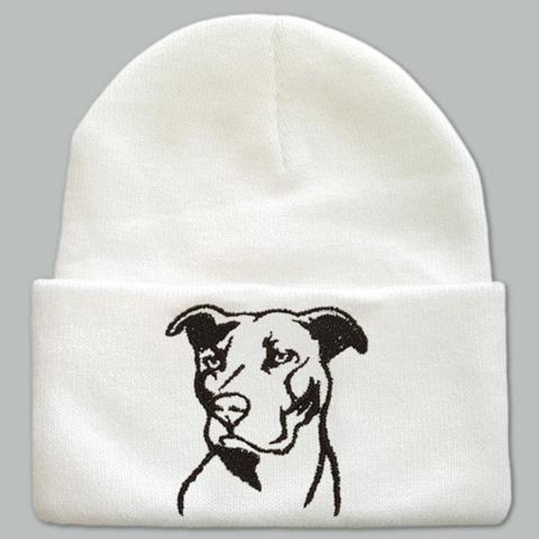 Pit Bull Embroidered Knit Hat - Etsy