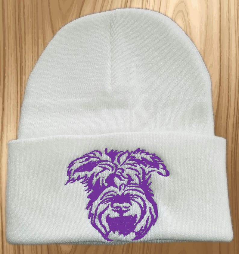 Schnauzer Embroidered Knit Hat - Etsy