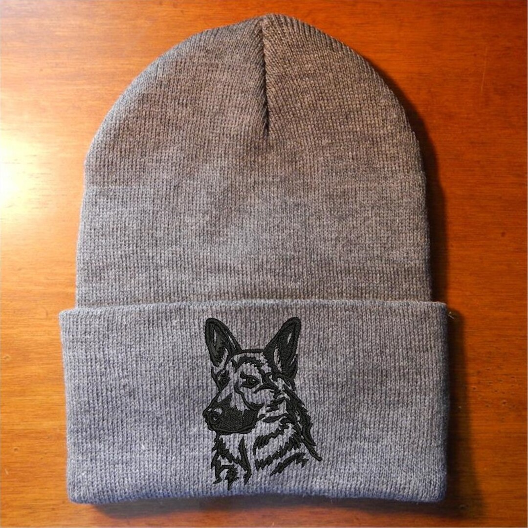 German Shepherd Embroidered Knit Hat - Etsy