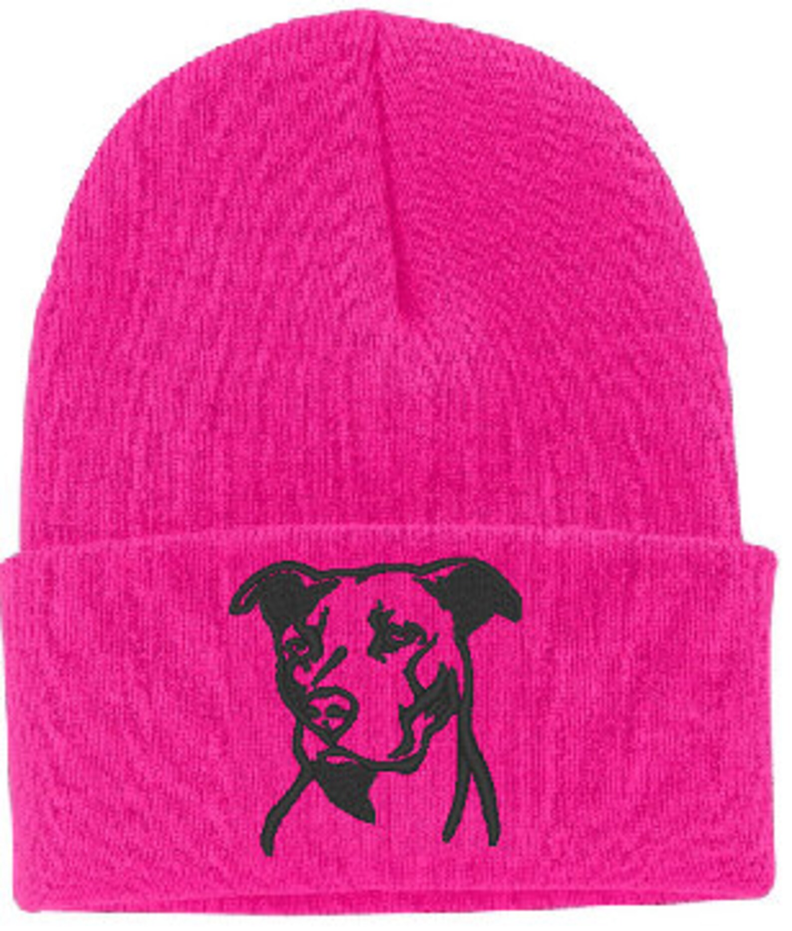 Pit Bull Embroidered Knit Hat - Etsy