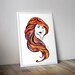 Woman Outline Red Hair, Watercolor Painting Print, Instant Download ...