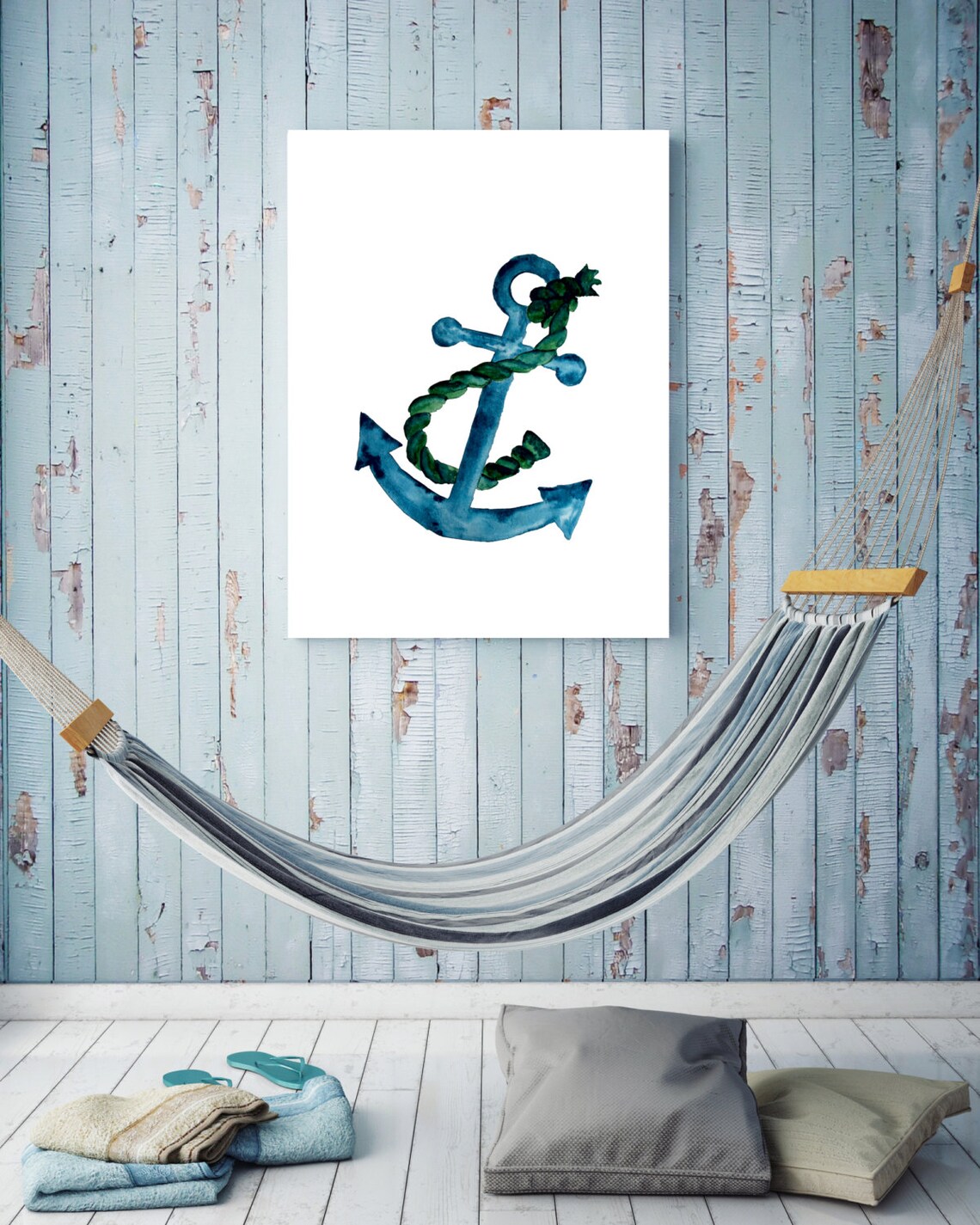 Anchor Painting Watercolor Nautical Art Nautical Home Decal - Etsy