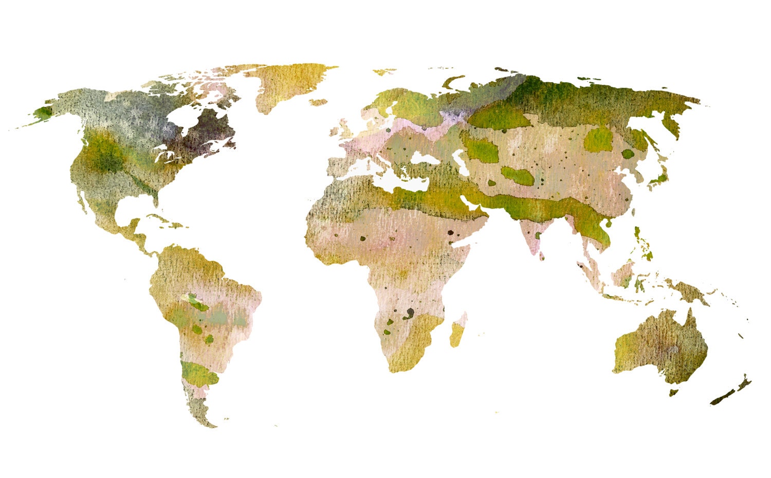 World Map Print Earth Tones World Map Travel Print - Etsy