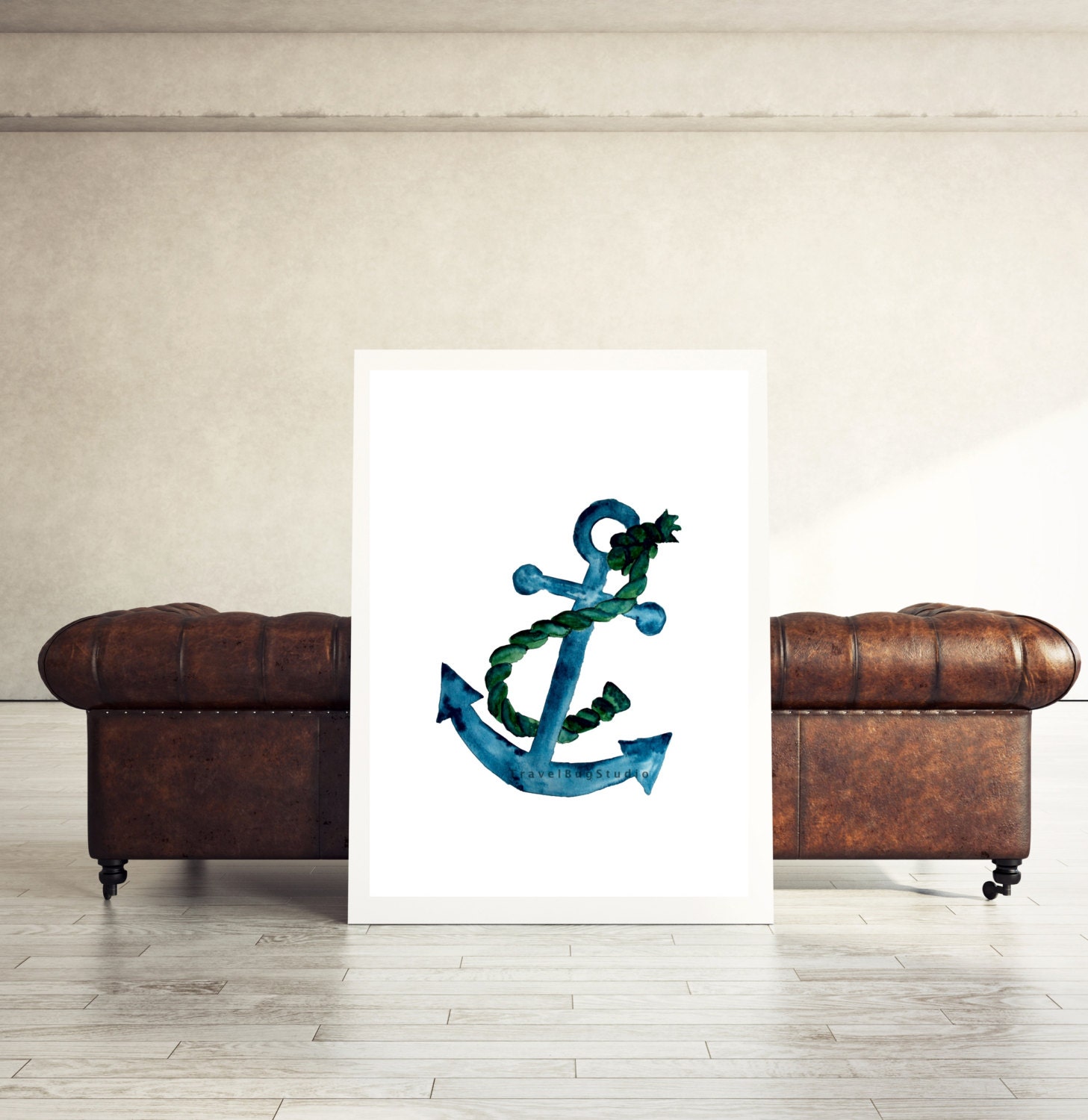 Anchor Painting Watercolor Nautical Art Nautical Home Decal - Etsy