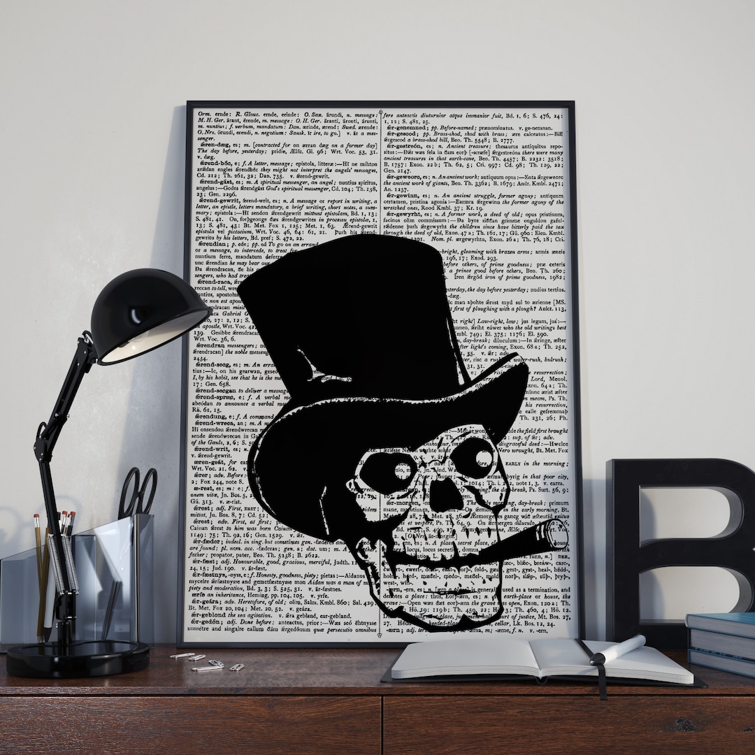 Skull Dictionary Print, Dictionary Art Print, Vintage Dictionary Wall ...