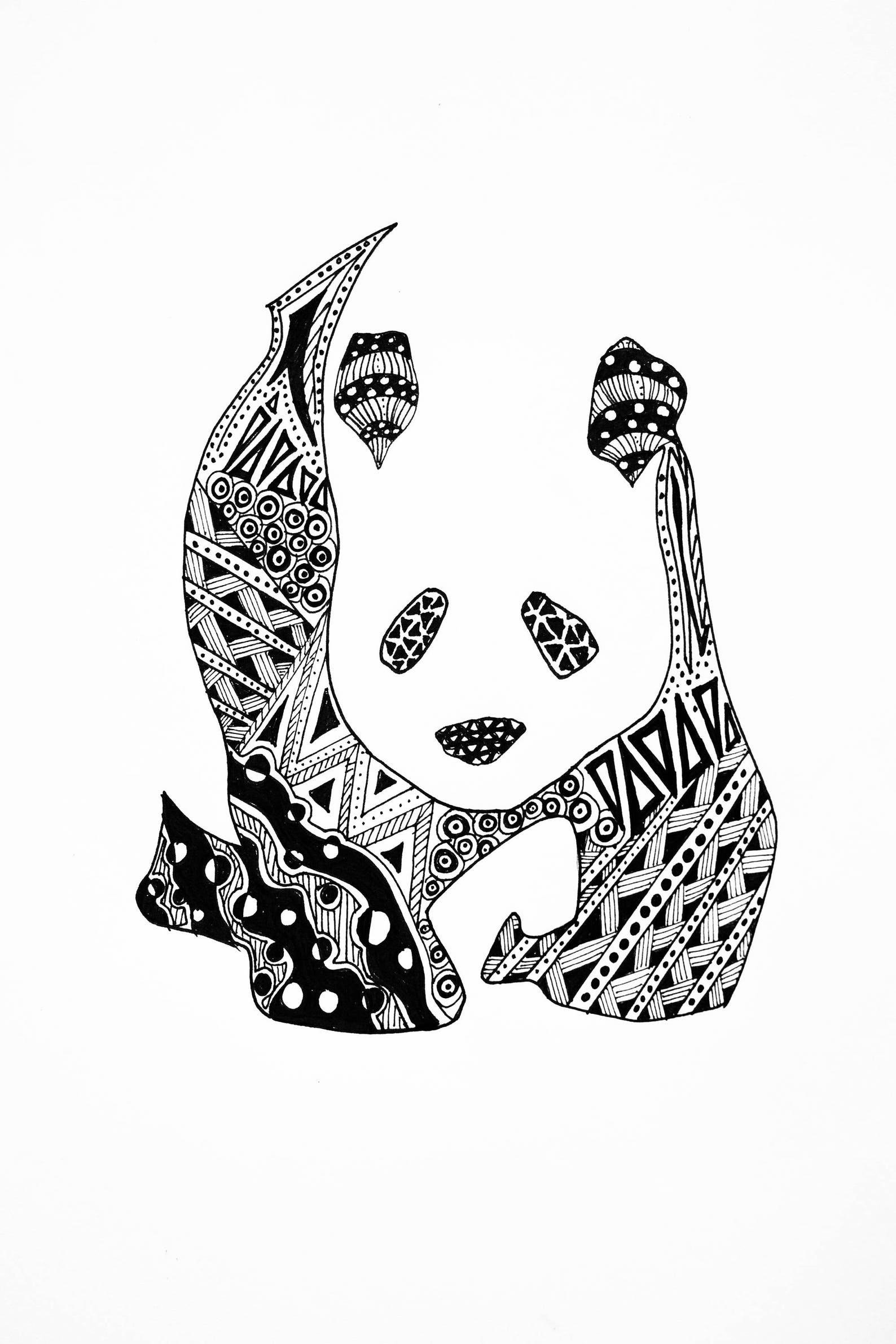 Zentangle Panda Print Zentangle Art Pen and Ink Zentangle - Etsy