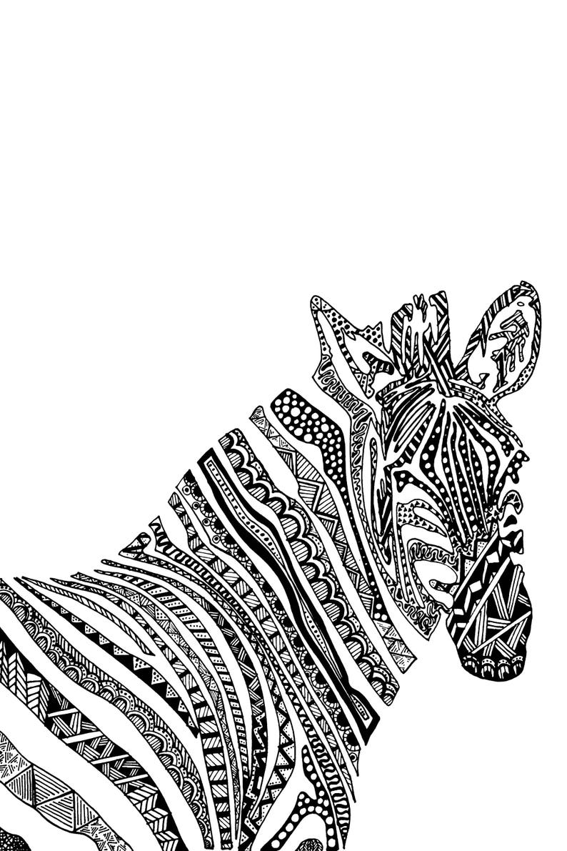 Zebra Art Print Zentangle Art Pen and Ink Zentangle Zebra - Etsy