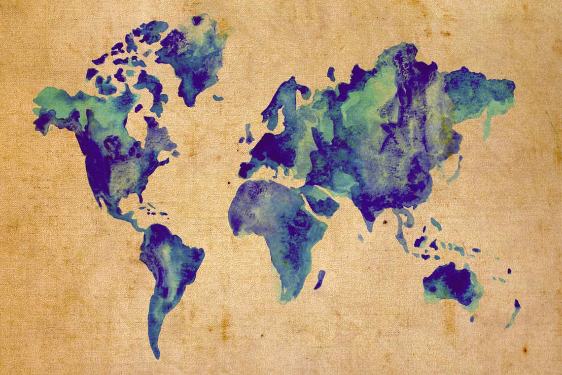 World Map Art Vintage World Map World Map Panting Travel - Etsy