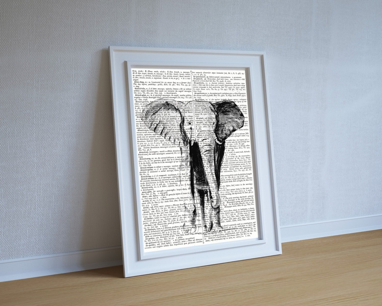 Dictionary Print, Elephant Art Print, Elephant Illustration, Vintage ...