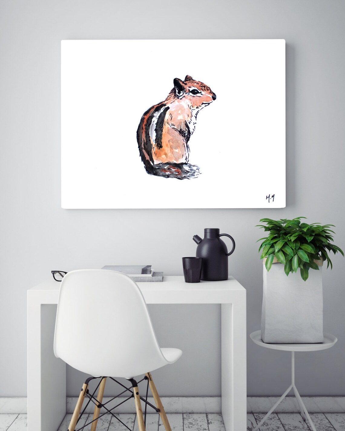Watercolor Chipmunk, Chipmunk Print, Spring Wall Art, Animal Wall Art ...