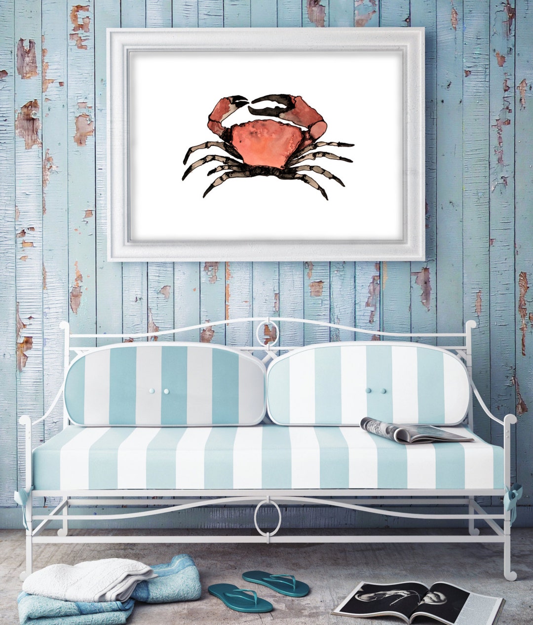 Crab Painting, Nautical Prints, Sea Life - Etsy
