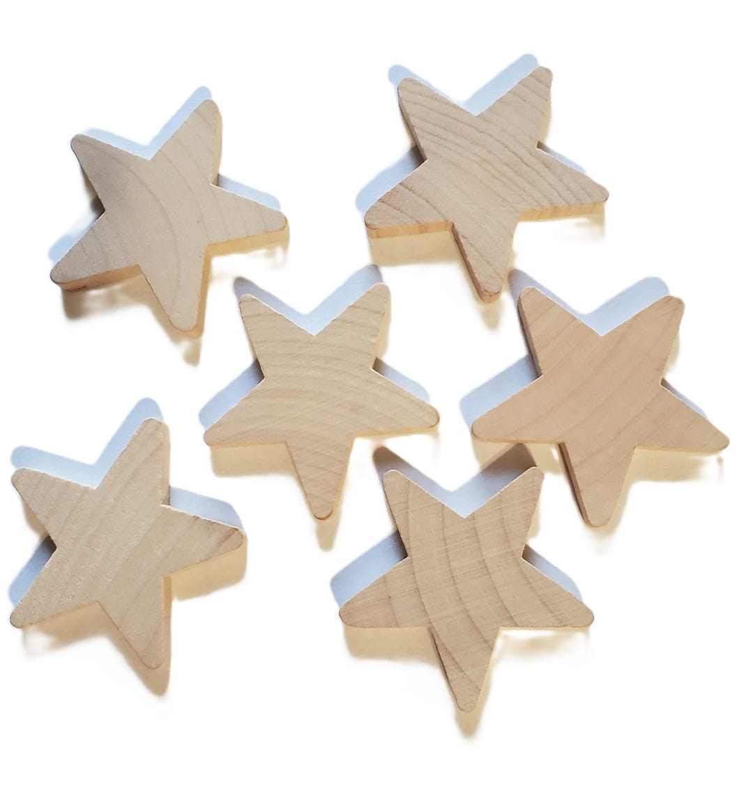 2 Inch Wooden Stars 1/4 Inch Thick, Crafting, DIY, Bird Toys (6 Pcs ...