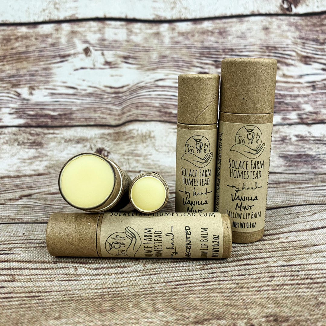 Tallow Lip Balm: Grass-fed Tallow With Shea Butter + Lanolin in Eco ...