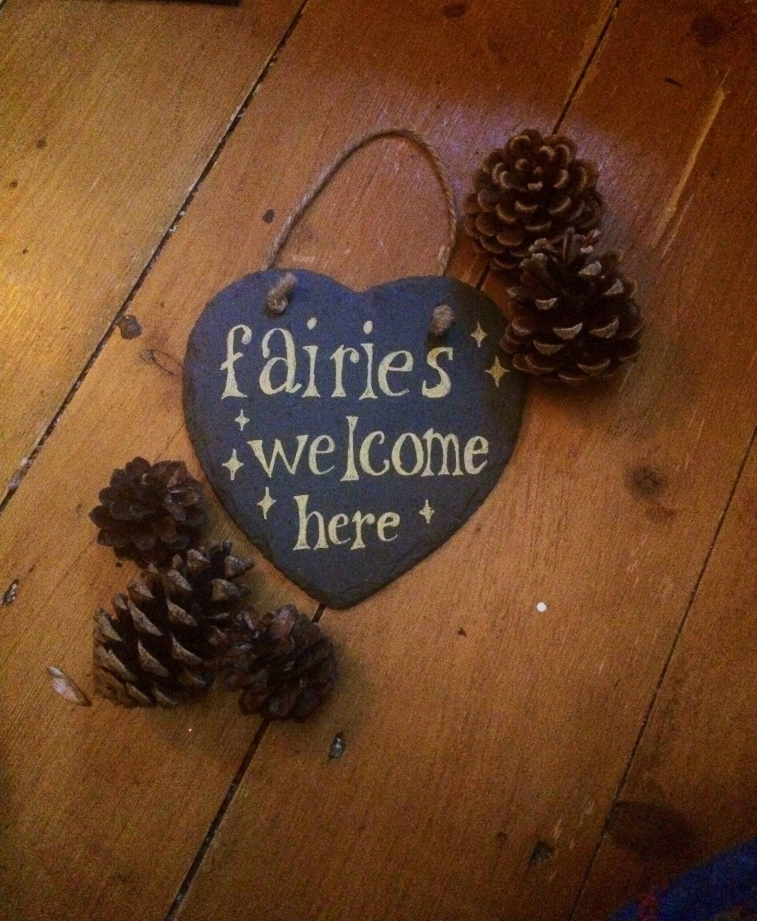 Fairies Welcome Here Slate Sign Heart Shaped Indoor | Etsy