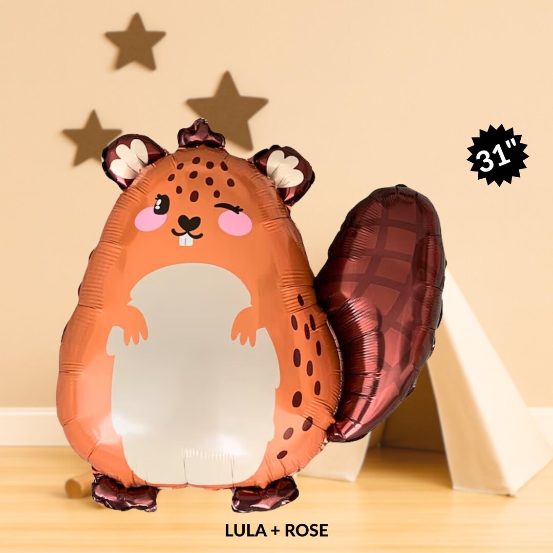 Large Beaver Birthday Balloon Wild One Forrest Theme Party Woodland ...