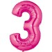 Girls Pink 3rd Birthday Balloon Number 3 Birthday Balloon | Etsy